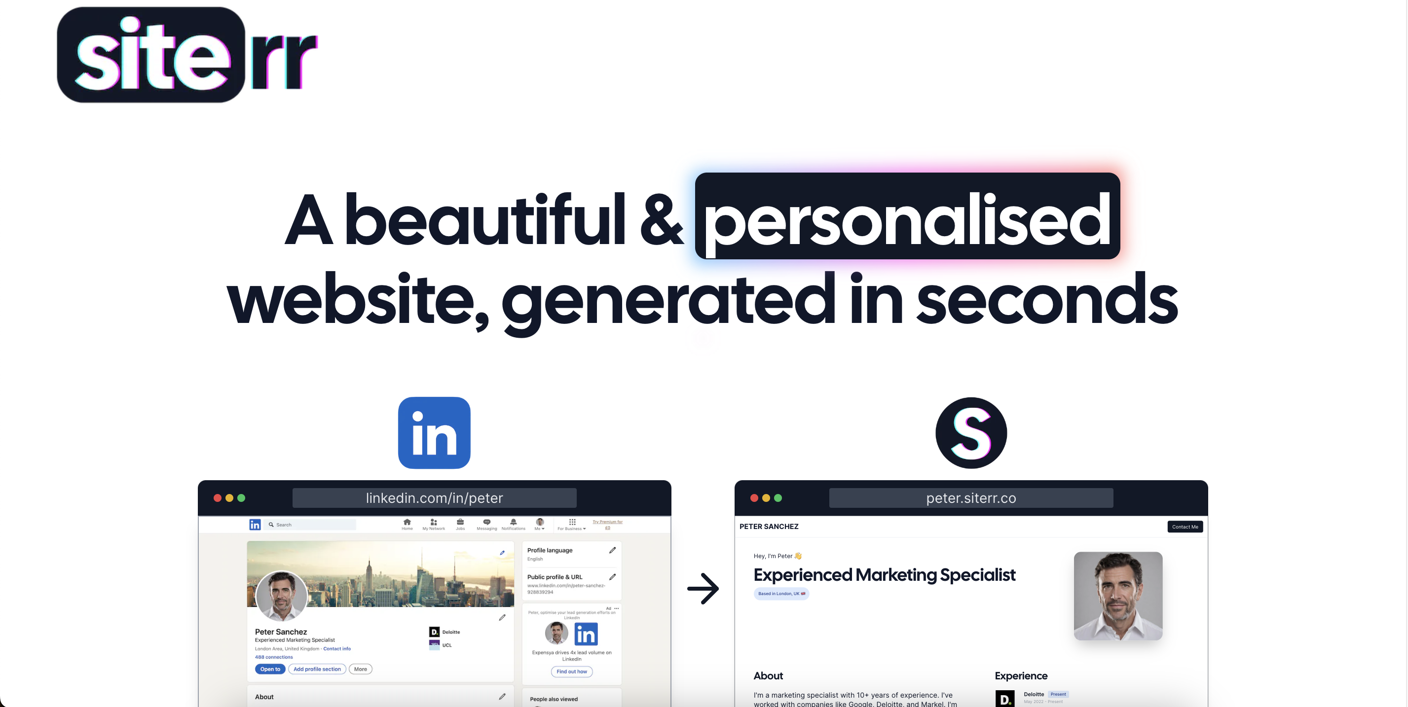 Siterr - Get a website in seconds